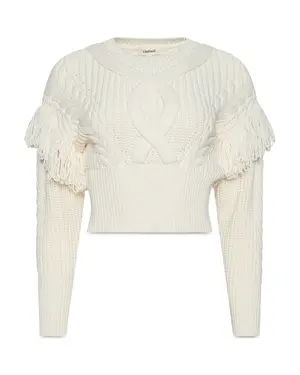 L'AGENCE Ottavia Laced Back Cropped Cable Knit Sweater