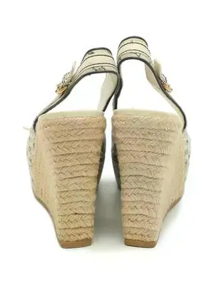 LOUIS VUITTON Monogram Croisette Canvas Wedge Sandals