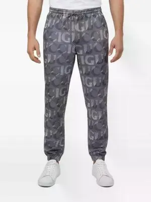 Gucci Gg Monogram Drawstring Track Pants - Grey