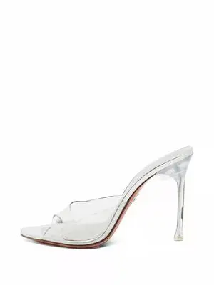Amina Muaddi Alexa Transparent Sandals - White