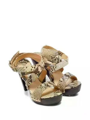 JIMMY CHOO Python-embossed Crossover-strap Sandals