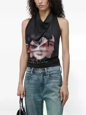 Alexander Wang Halter Top W/ Hotfix Graphic