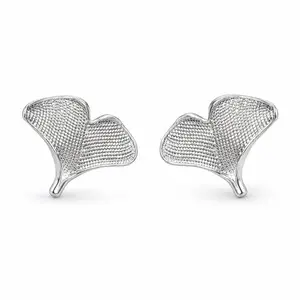 YIEON Ginkgo Fine Filigree Stud Earrings - Silver