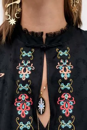 Rixo Oriana Rosewood Embroidery Regular