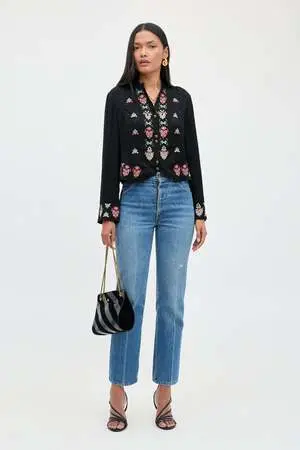 Rixo Charlotta Rosewood Embroidery Regular