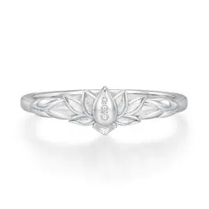 AZURA JEWELRY NEW YORK Lotus Of The Journey Ring White Gold Vermeil - Silver