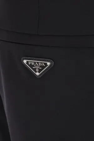 Prada Logo Plaque Cropped Tailored Trousers