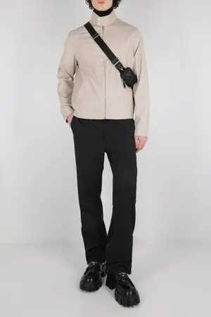 Prada Logo Plaque Cropped Tailored Trousers