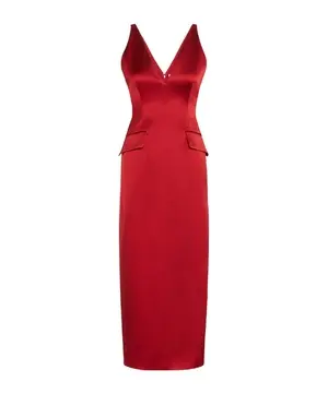 Sportmax Extra V-neck Long Dress - Ruby