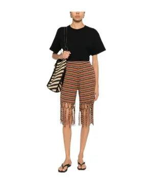 Nanushka Analu Fringed Striped Shorts