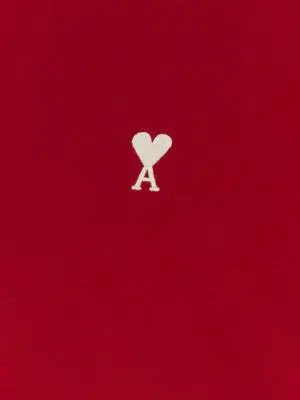 AMI Paris Crewneck Cotton T-shirt With Contrasting Logo And Trim