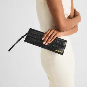 Jacquemus Glossy Crocodile-pattern Clutch Bag