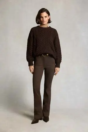 Holland Cooper Contour Heritage Flare Trouser Herringbone - Walnut