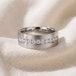 BLISS DIAMOND 5/8ct Diamond 8mm Comfort Fit Ring Low Dome Wedding Band