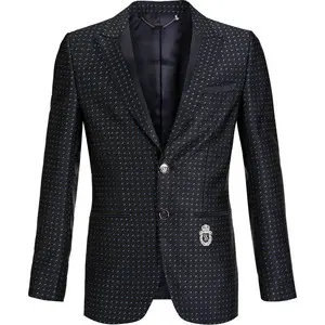 BILLIONAIRE Silk Blend Jacquard Contrast Lapel Dinner Jacket - Black