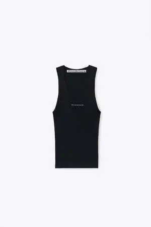 Alexander Wang Jacquard Logo Racer Tank - Black