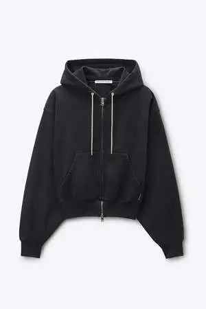 Alexander Wang Crystal Hotfix Drawcord Terry Hoodie - Black