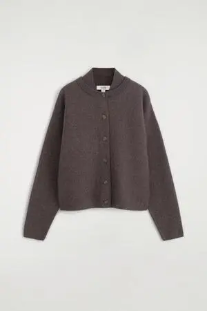 Cos Layered-collar Boiled Wool Cardigan - Brown