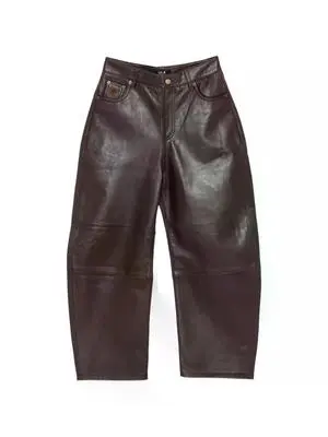 LOIS Wide-leg Leather Trousers - Brown