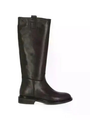 JULIE DEE Round-toe Leather Boots - Brown