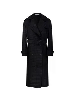 Tagliatore Houndstooth-pattern Double-breasted Coat - Black