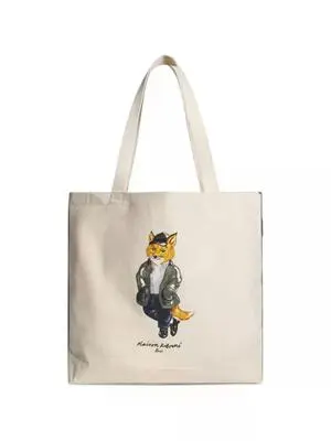 Maison Kitsuné Weekend Fox Tote Bag - Neutrals
