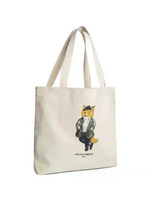Maison Kitsuné Weekend Fox Tote Bag - Neutrals