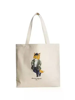 Maison Kitsuné Weekend Fox Tote Bag - Neutrals