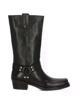 JULIE DEE Harness-detail Leather Boots