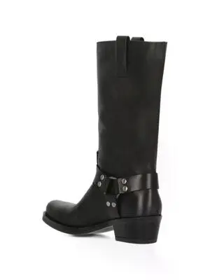 JULIE DEE Harness-detail Leather Boots