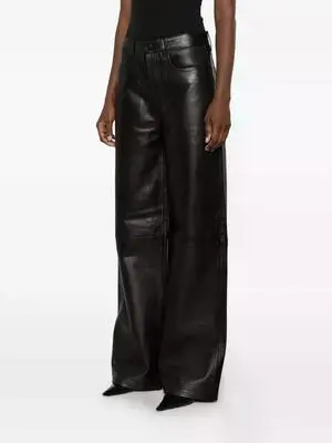 LOIS Leather Wide-leg Trousers - Black
