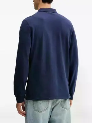 LEVI'S Housemark Logo-patch Long-sleeve Polo Shirt - Blue