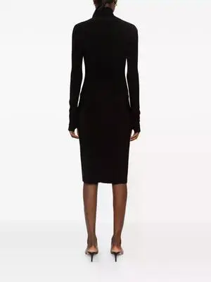 Norma Kamali Long-sleeve Turtleneck Midi Dress