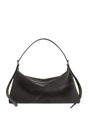 ATP ATELIER Castellare Lizard-effect Suede Shoulder Bag - Grey
