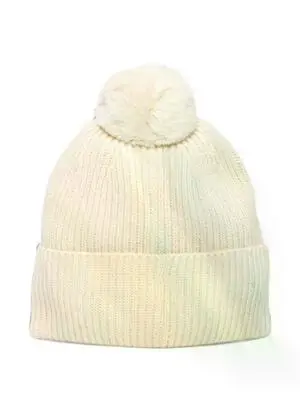 EA7 Pom-pom Logo-patch Beanie Hat - Neutrals
