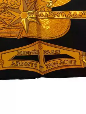 Hermès 1995-2010 Armets En Panache Silk Scarf 90 Scarves - Gold