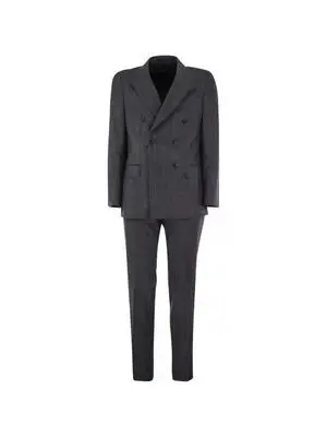BOSS Check-pattern Double-breasted Suit - Blue