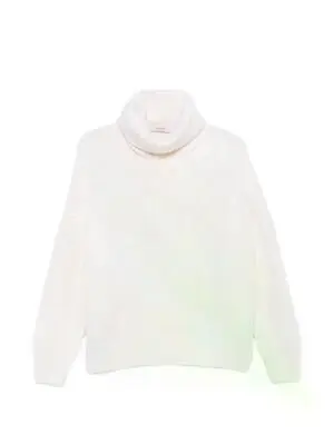 Agnona Ribbed-knit Roll-neck Sweater - Neutrals