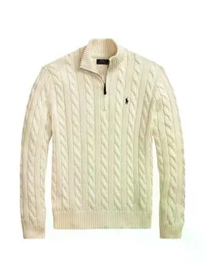 Polo Ralph Lauren Cable-knit Quarter-zip Sweater - Neutrals