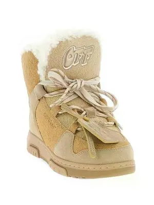 Off-White Shearling-trim Panelled Ankle Boots - Neutrals