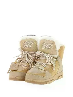 Off-White Shearling-trim Panelled Ankle Boots