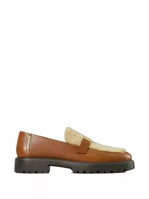 Tory Burch Leelee Shearling Lug Loafers - Brown