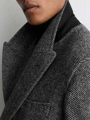 REISS Ives Wool Herringbone Double-breasted Overcoat