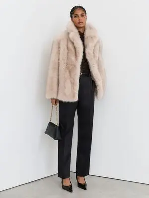 REISS Laila Petite Faux-fur Coat