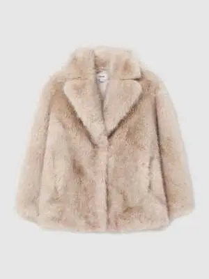 REISS Laila Petite Faux-fur Coat