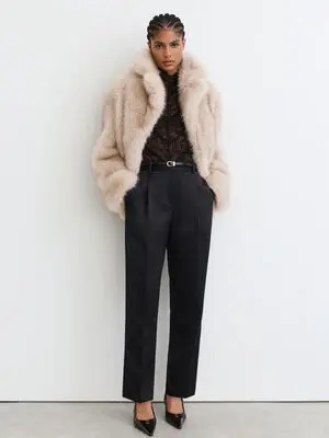 REISS Laila Petite Faux-fur Coat