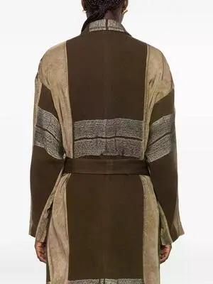 UMA WANG Jacquard-panelled Belted Coat