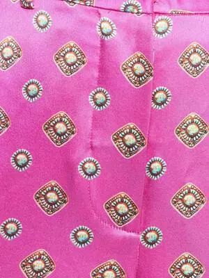 L'AGENCE Printed Wide-leg Silk Trousers
