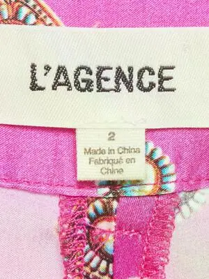 L'AGENCE Printed Wide-leg Silk Trousers