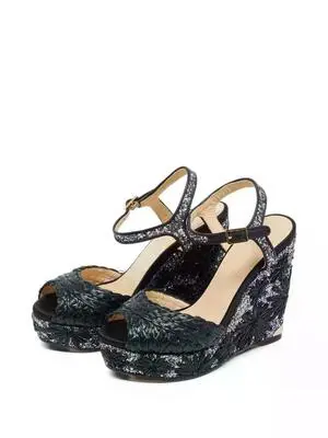 JIMMY CHOO Perla Braided Wedge Sandals
